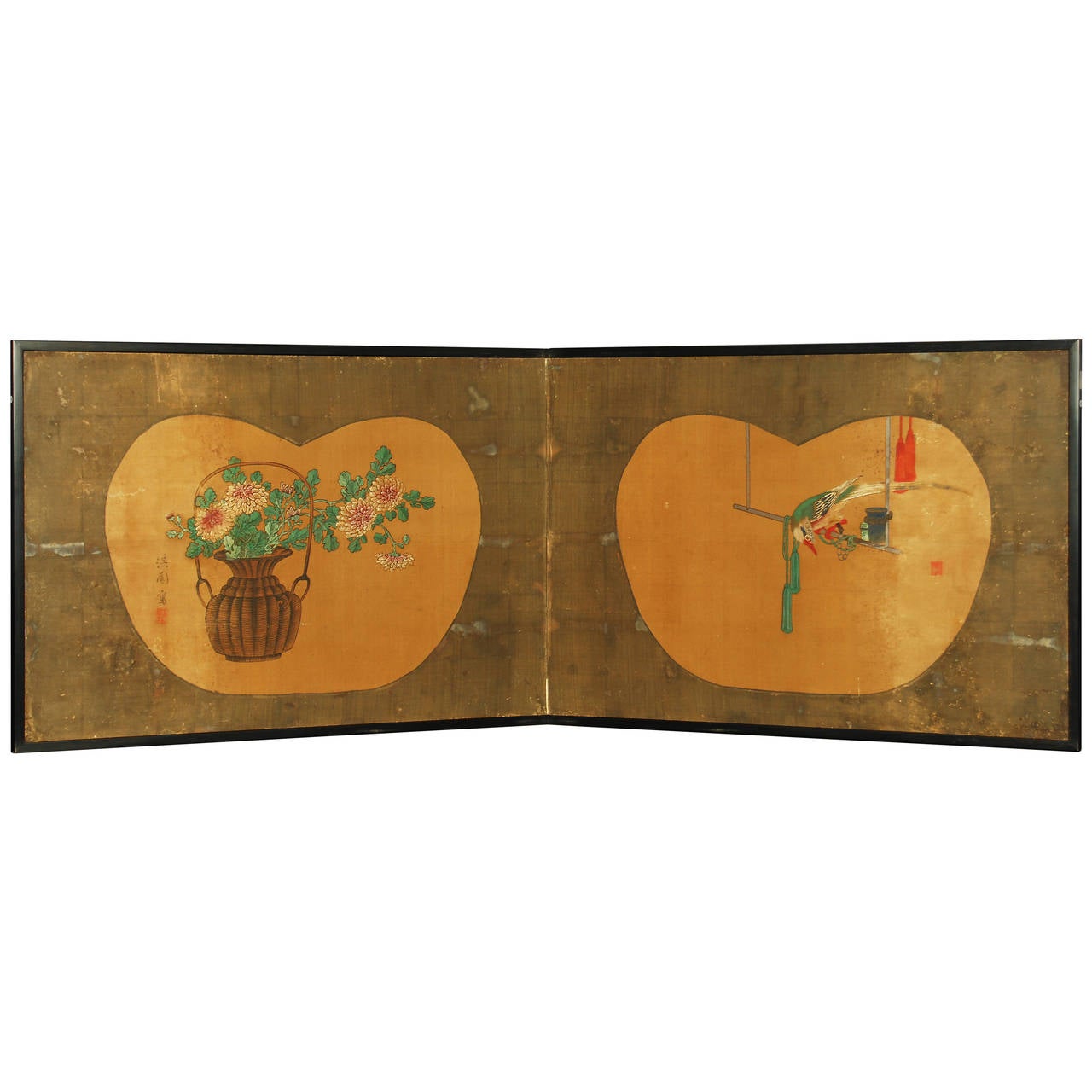 Japanese Edo Period Two-Panel Screen For Sale at 1stDibs