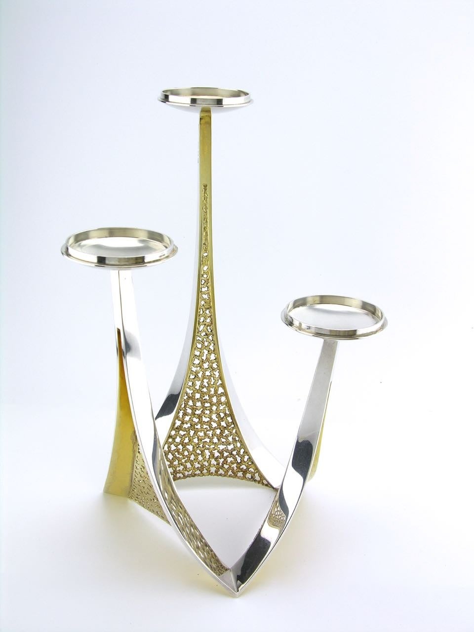 Stuart Devlin Solid Silver and Silver Gilt Three Light Candelabra For ...