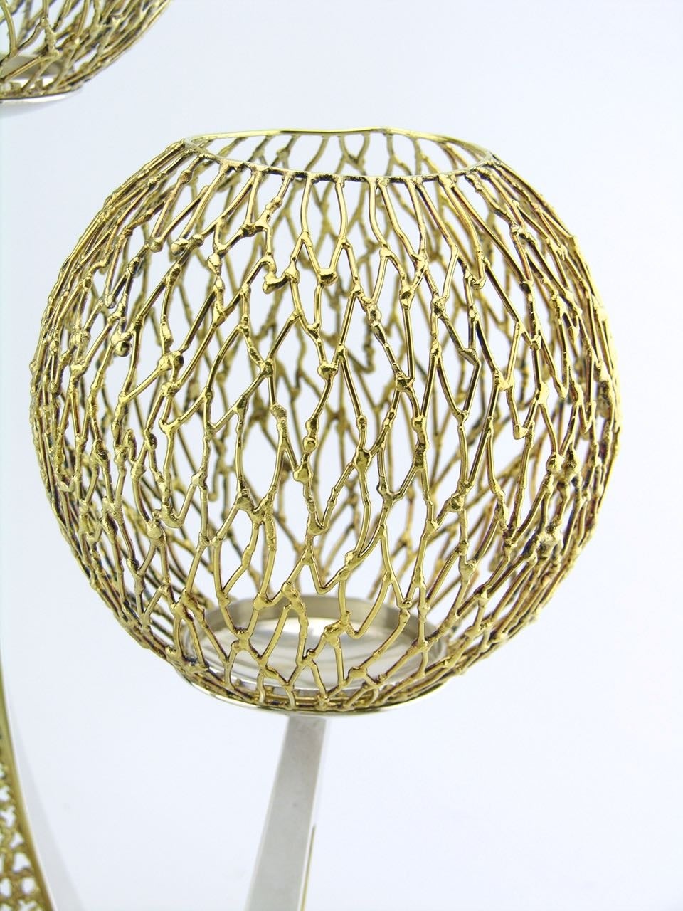 Stuart Devlin Solid Silver and Silver Gilt Three Light Candelabra For ...