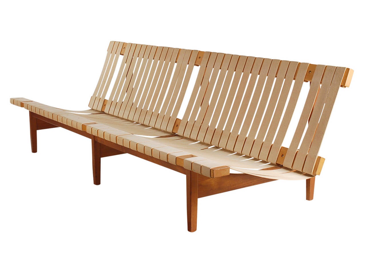 Lewis Butler for Knoll Walnut and Maple Sofa after Jens Risom at 1stDibs