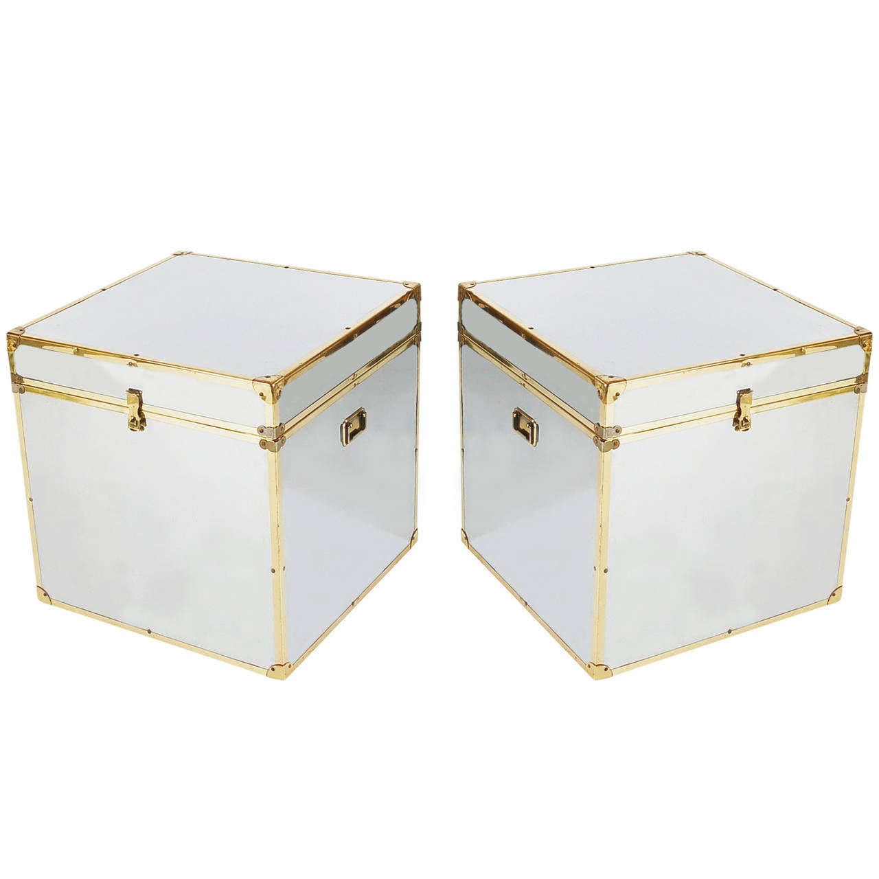 Vintage Chrome and Brass Storage Trunks after Maison Jansen at 1stDibs