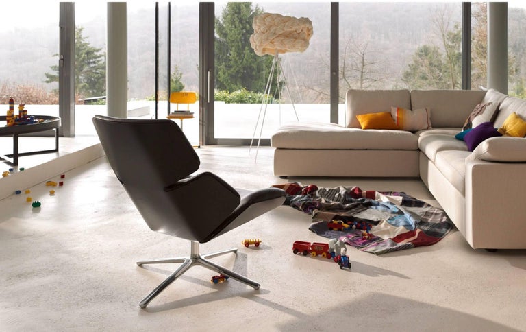 COR Shrimp Swivel Lounge Chair and Ottoman in Fabric or Leather with ...
