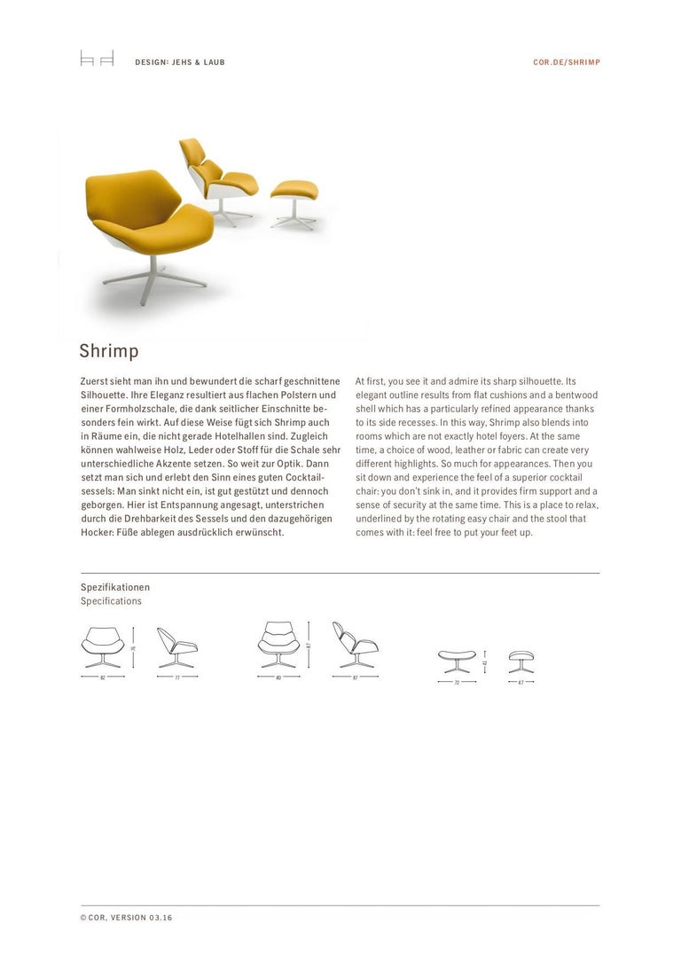 COR Shrimp Swivel Lounge Chair and Ottoman in Fabric or Leather with ...