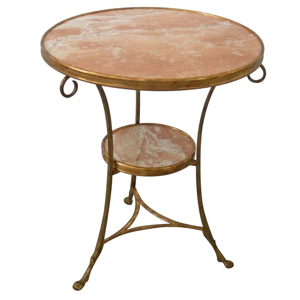 Bronze Gueridon Side Table with Marble Top at 1stdibs