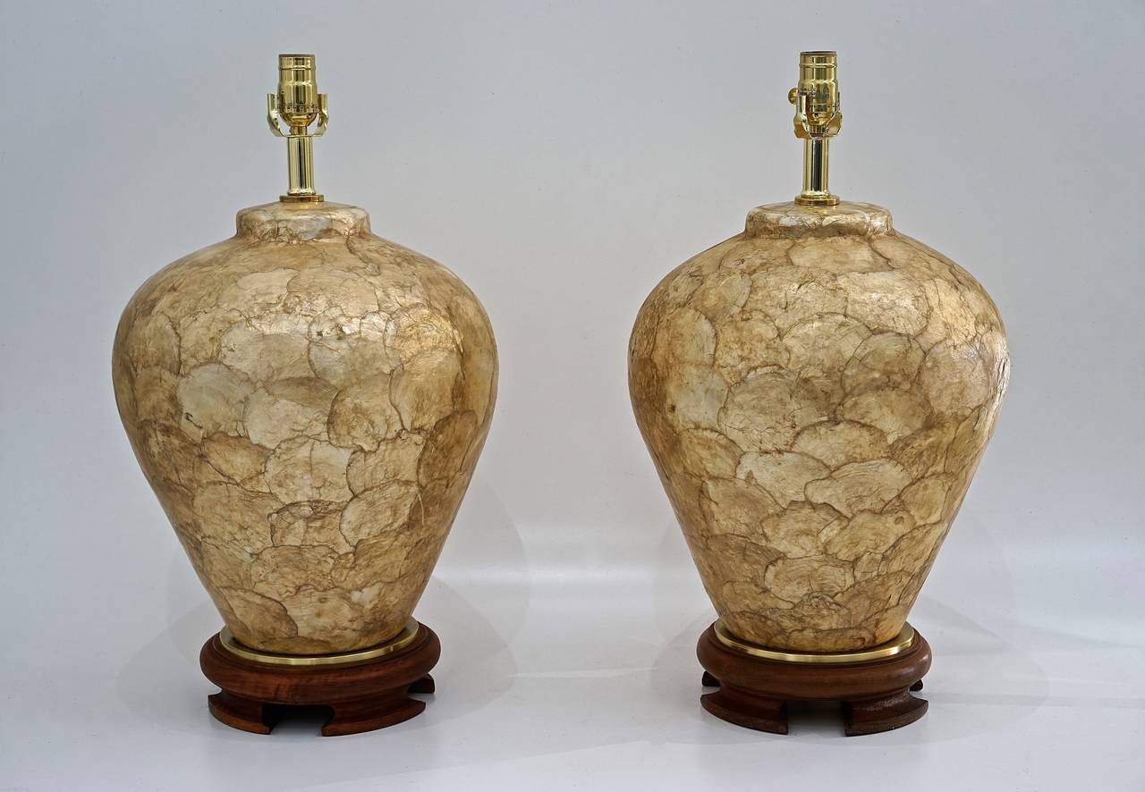 Pair of Vintage Capiz Shell Table Lamps: 1970s at 1stDibs
