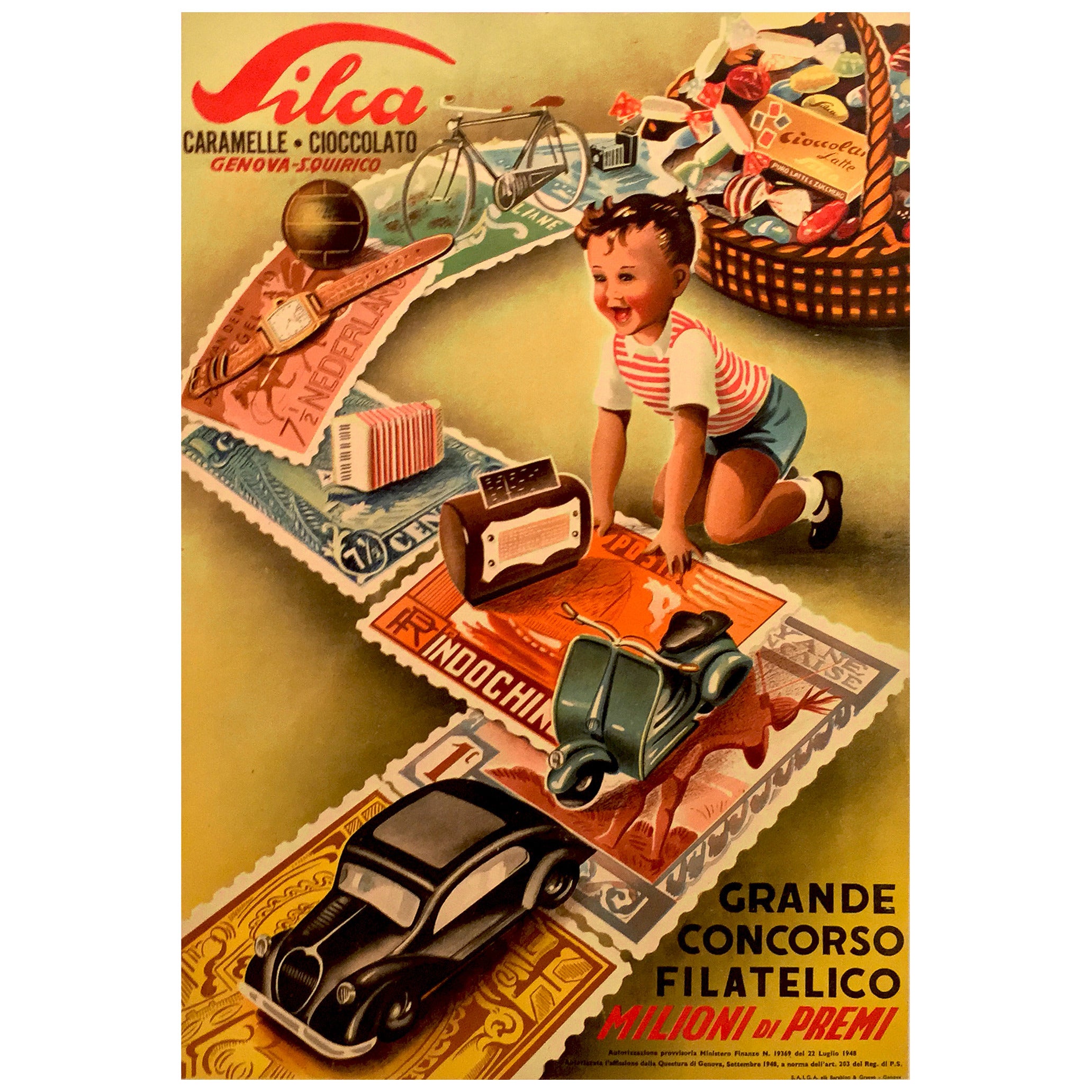 Italian Mid-Century Modern Period Poster for Silca For Sale at 1stDibs