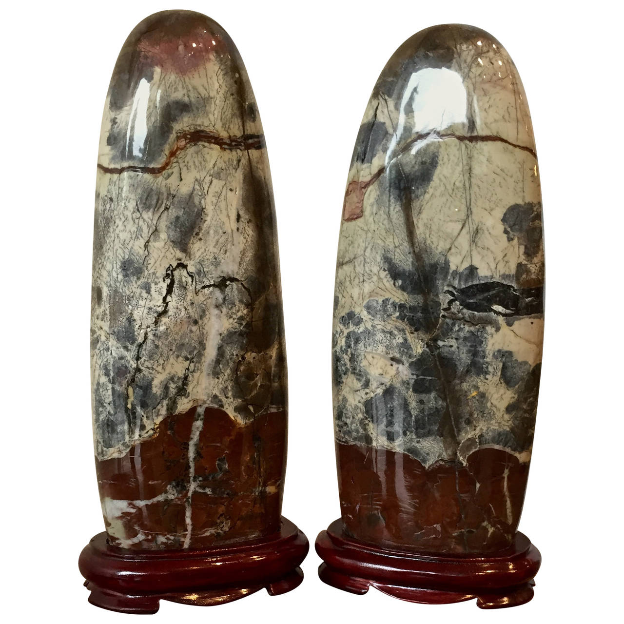 China beautiful tall fine quality pair of blue beige viewing scholar ...