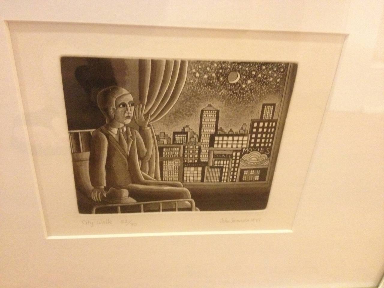 "City Walk" Etchings by John August Swanson at 1stDibs