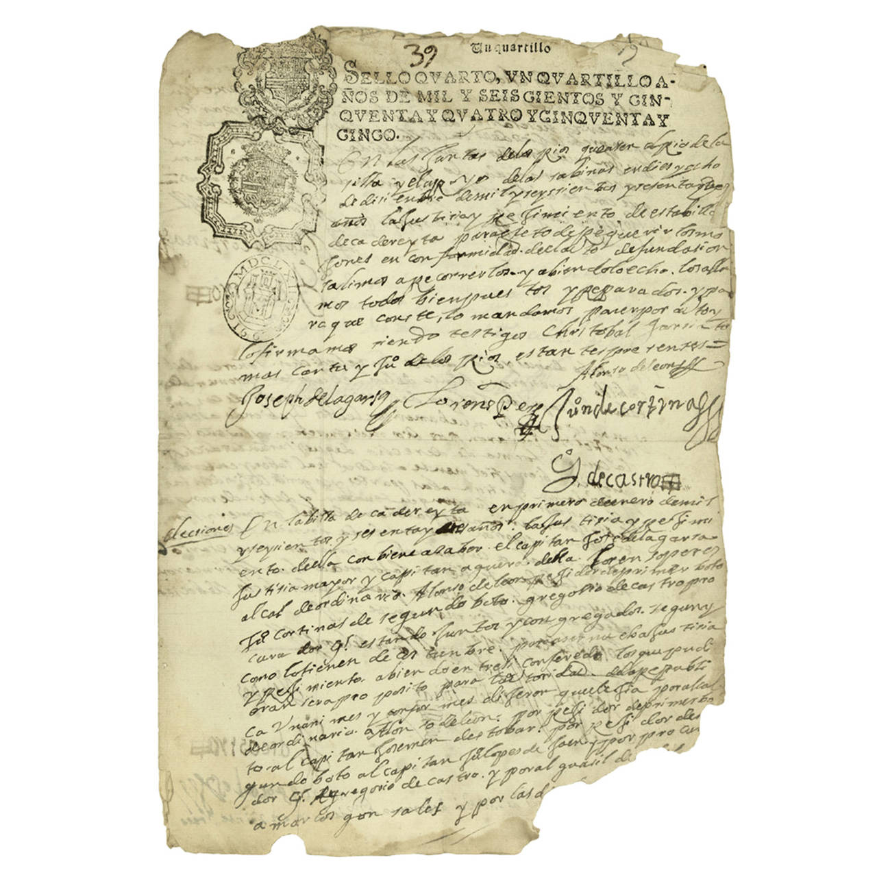 Manuscript Spanish Colonial Document Signed by the First Texan, 1663 ...