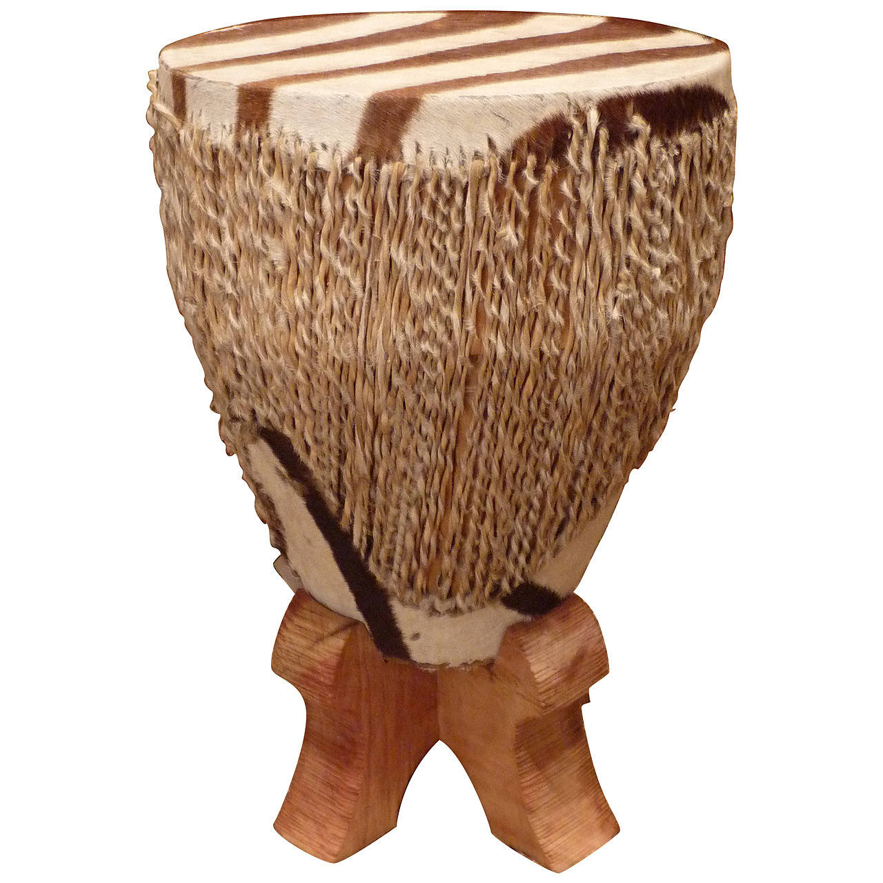 African Zebra Drum at 1stDibs
