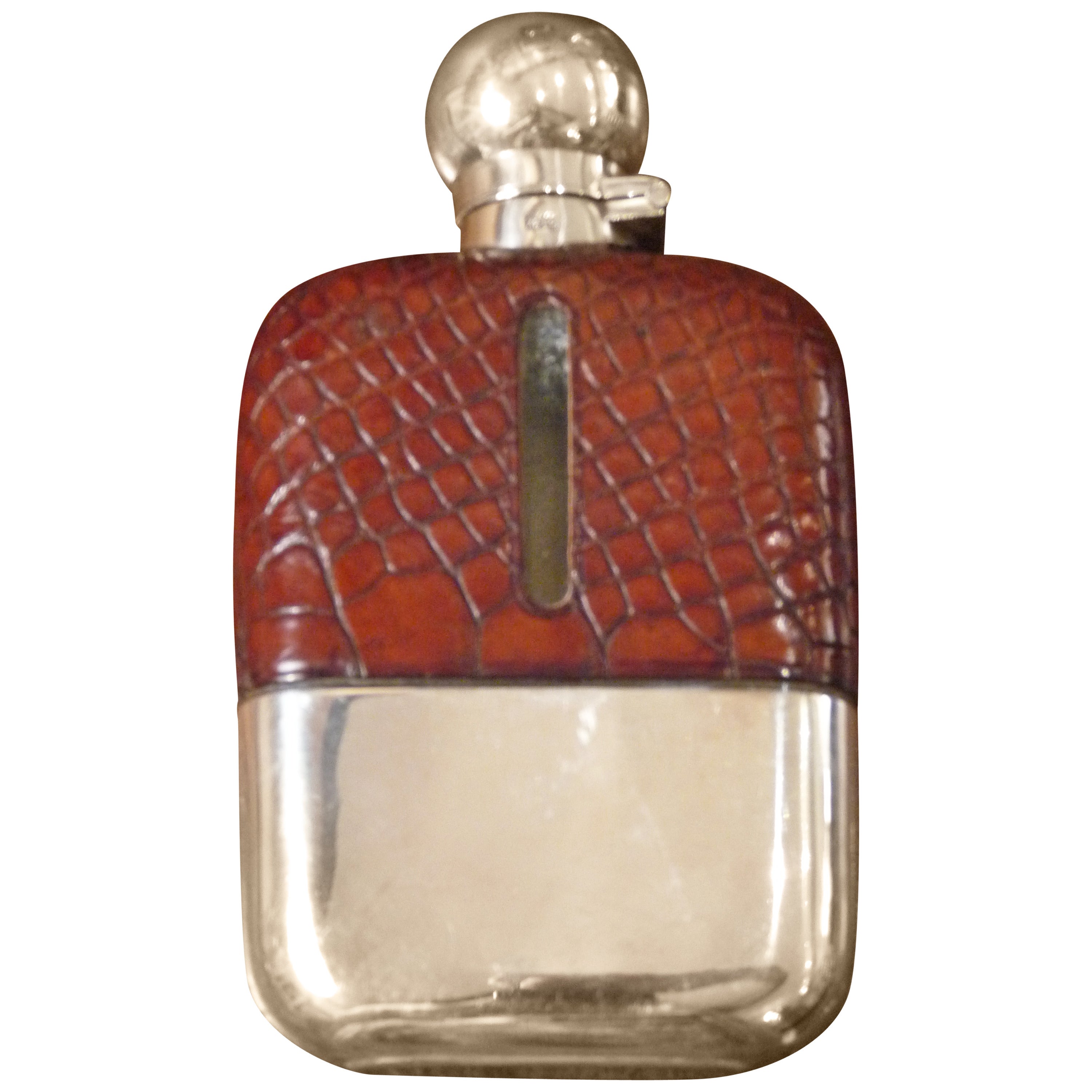 Crocodile and Sterling Flask at 1stDibs