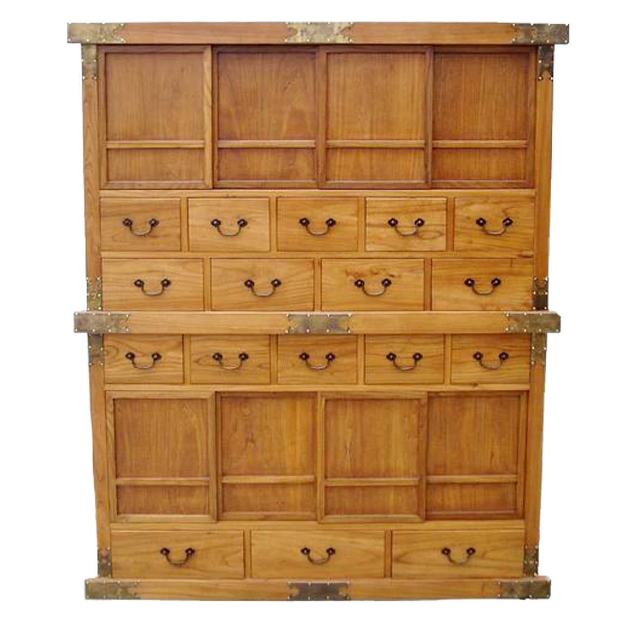 New Solid Wood Japanese Tansu with 25 Drawers at 1stDibs