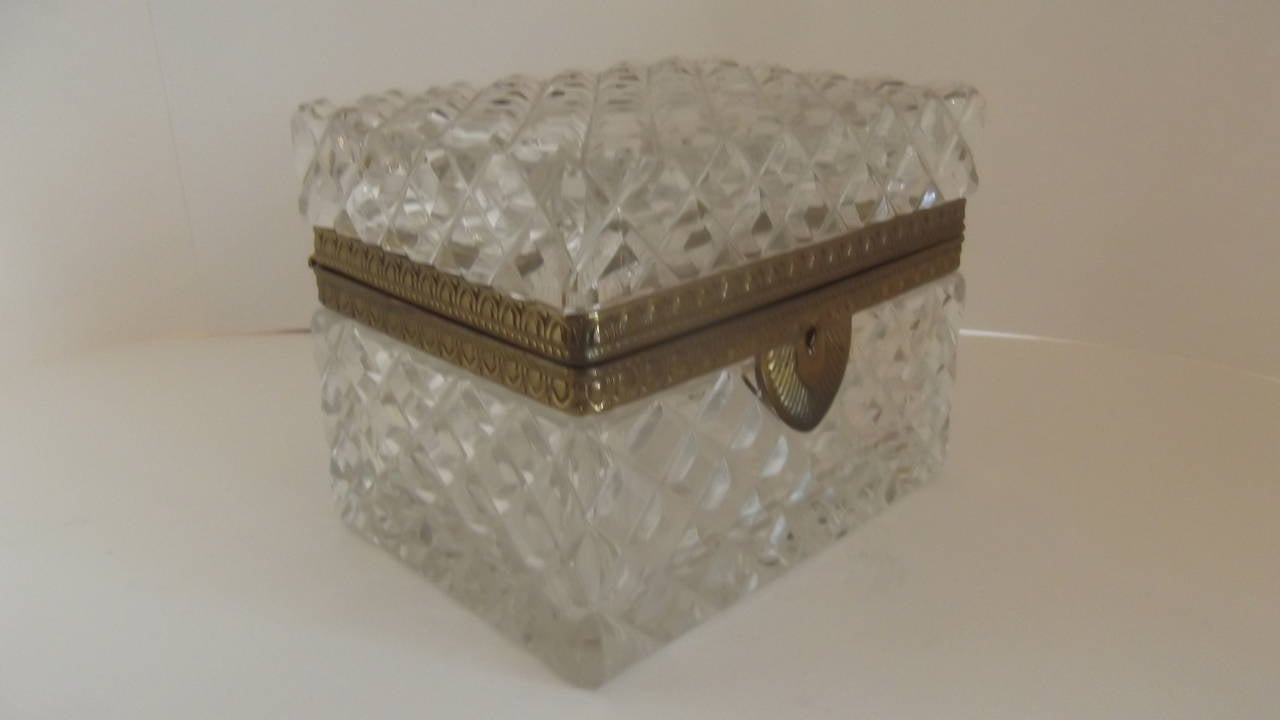 Large French Dimond Cut-Glass Hinged Table Box at 1stDibs