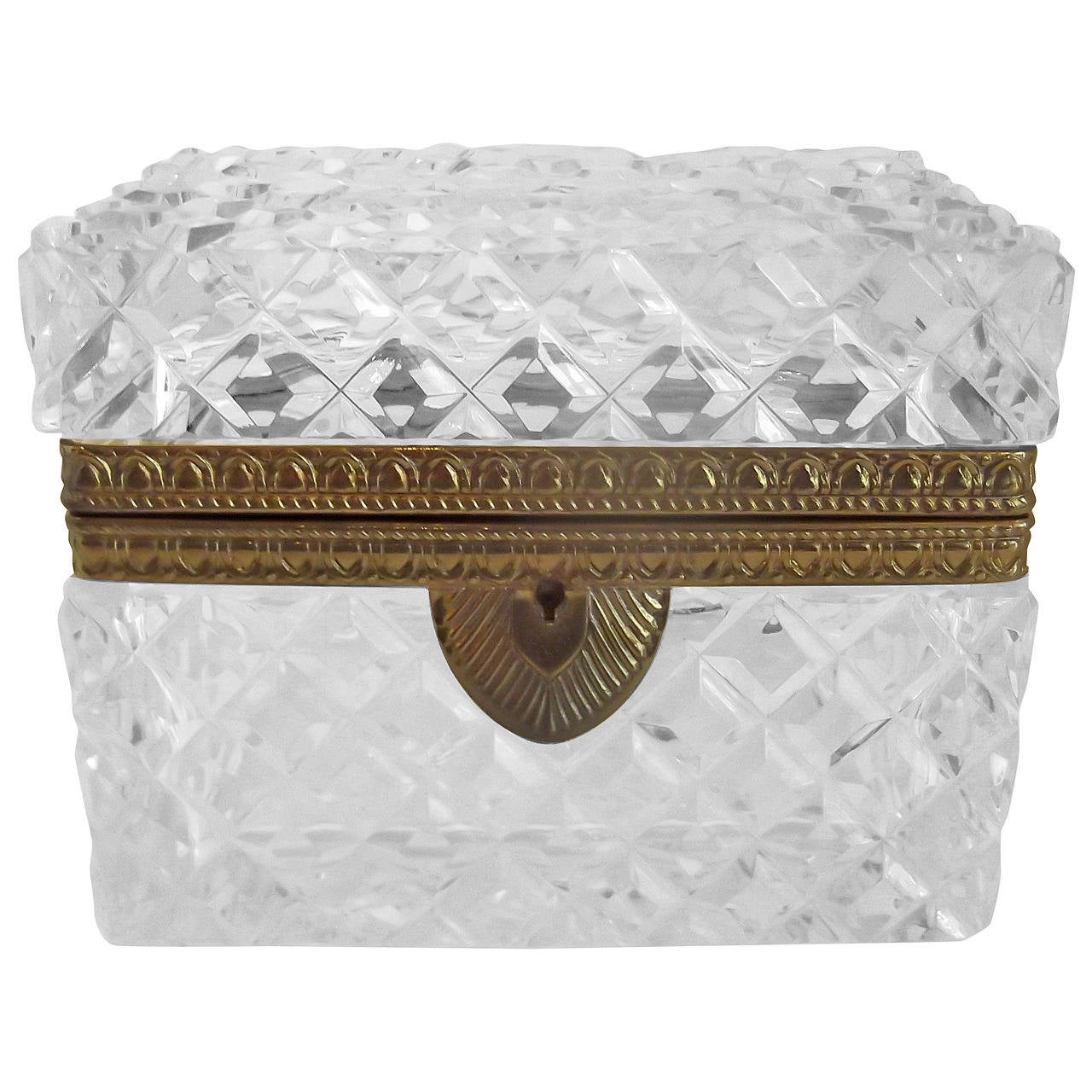 Large French Dimond Cut-Glass Hinged Table Box at 1stDibs