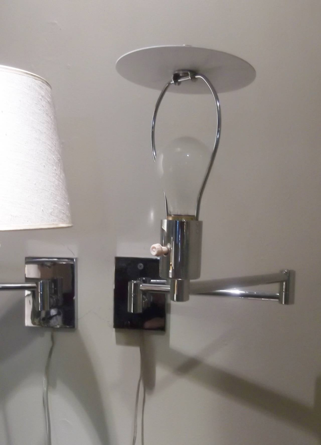 Pair of Chrome Mid Century Hansen Swing Arm Wall-Mounted Lamps For Sale ...