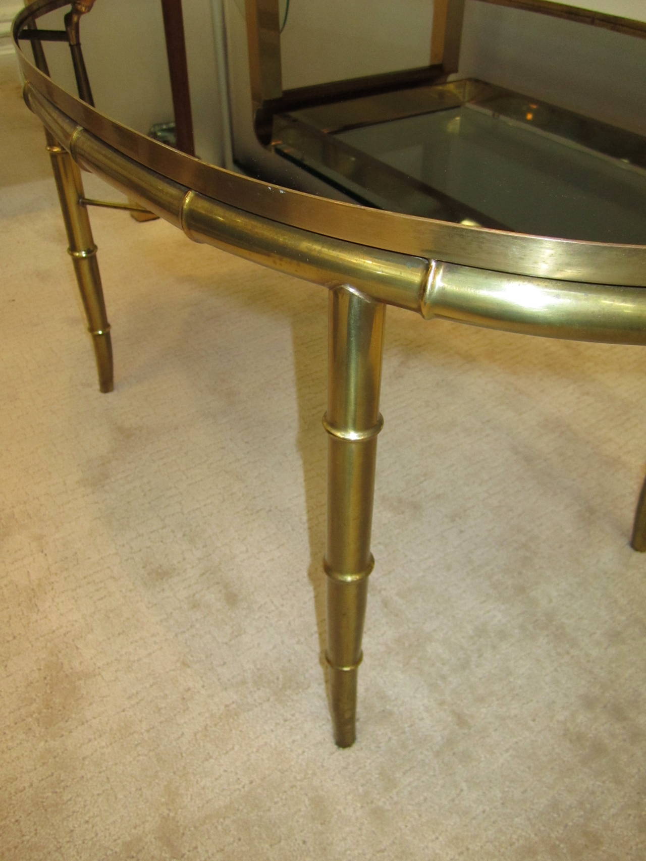 Vintage Mid-Century Italian Brass Cocktail Table with Black Mirrored ...