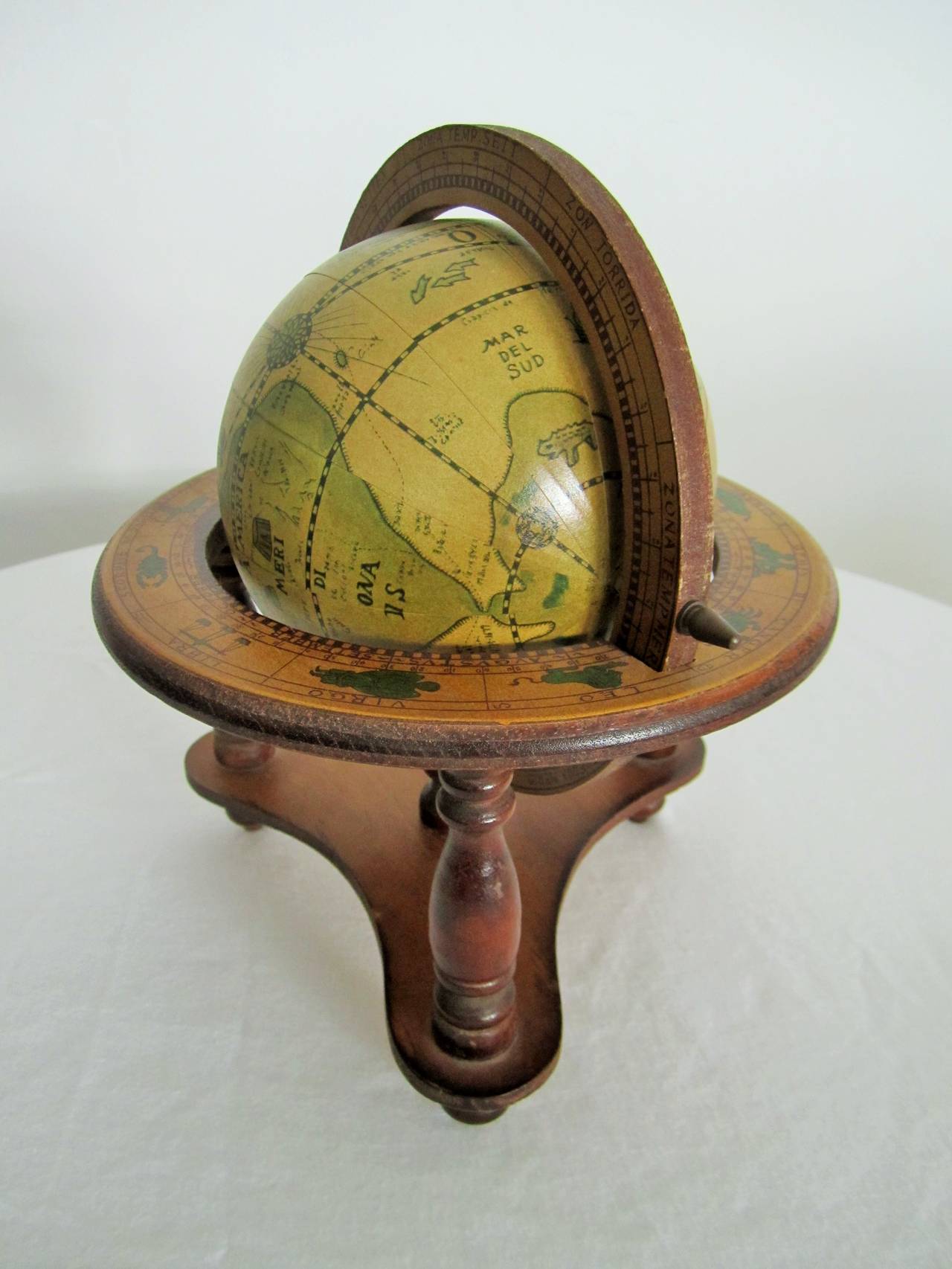 Vintage Decorative World Globe that Spins with Astrological Signs For ...