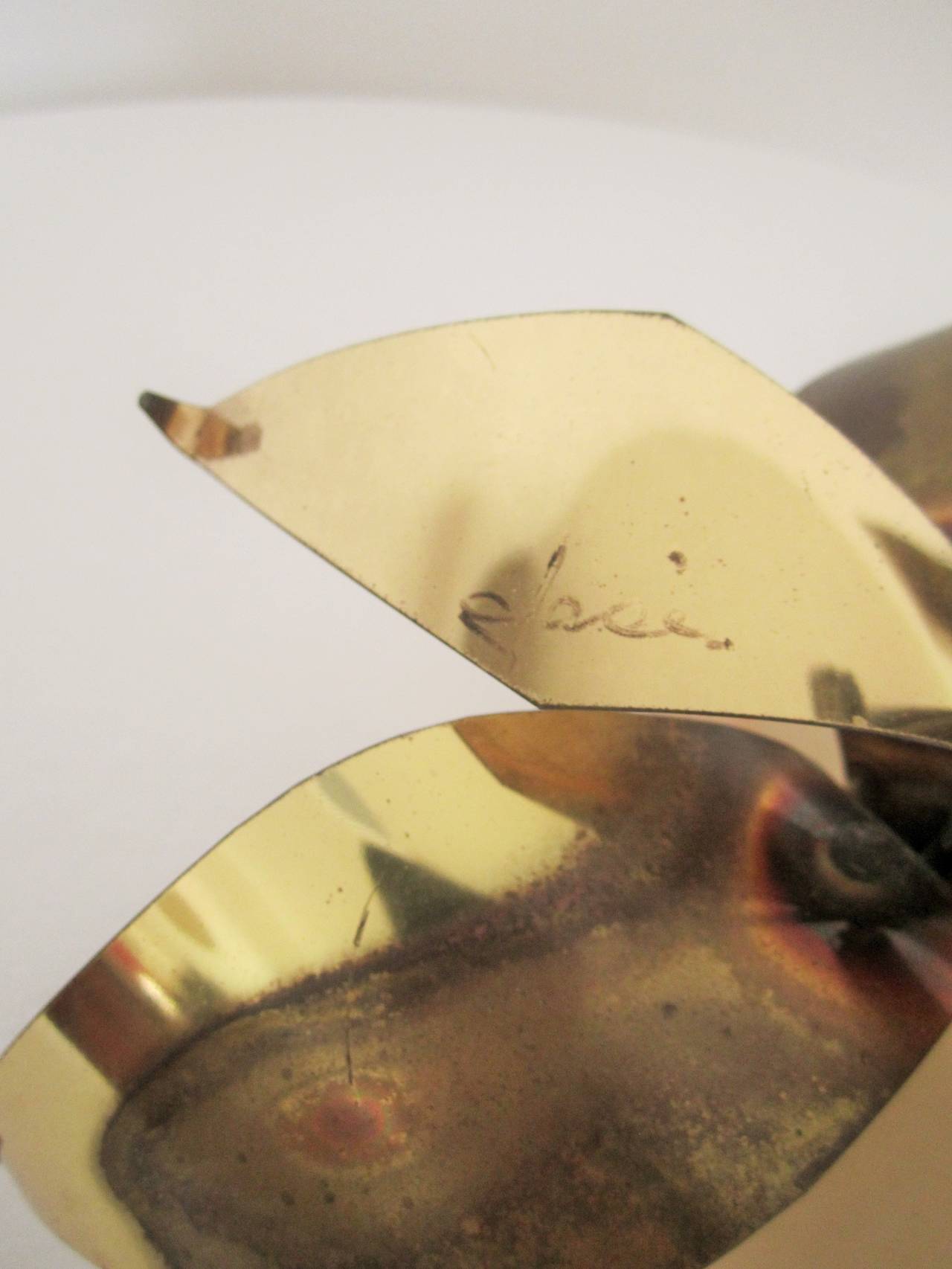 Signed C. Jere Brass and Onyx Cattails Sculpture, circa 1970s For Sale ...