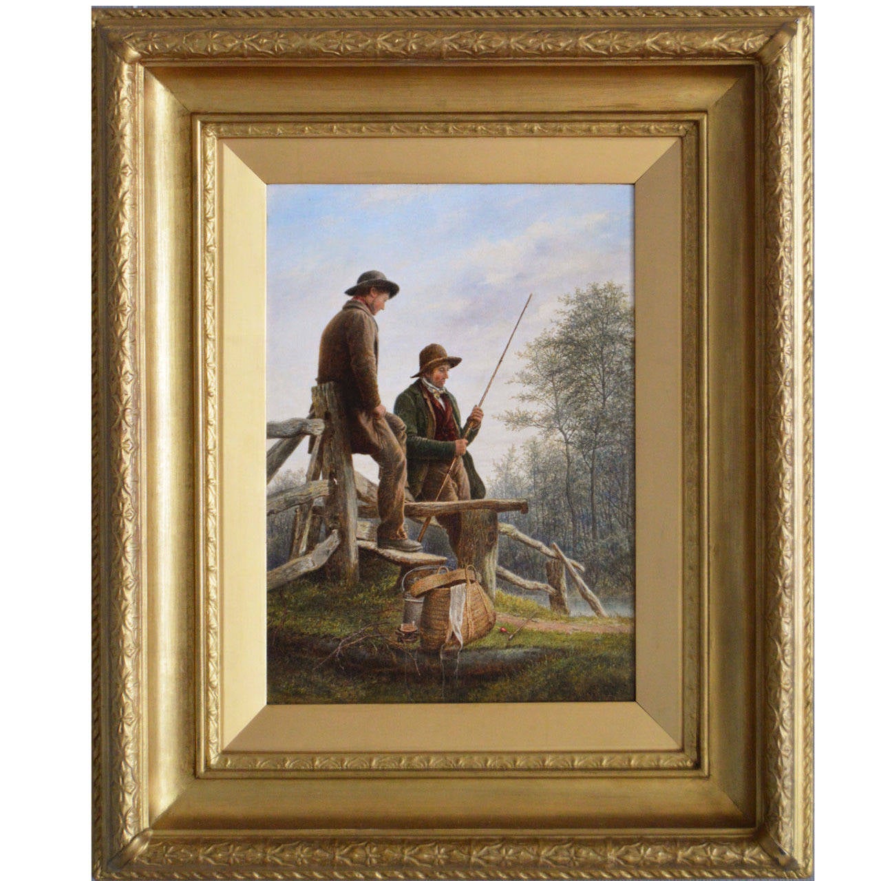 "At the Riverbank," Oil on Panel by William H. Ward at 1stDibs