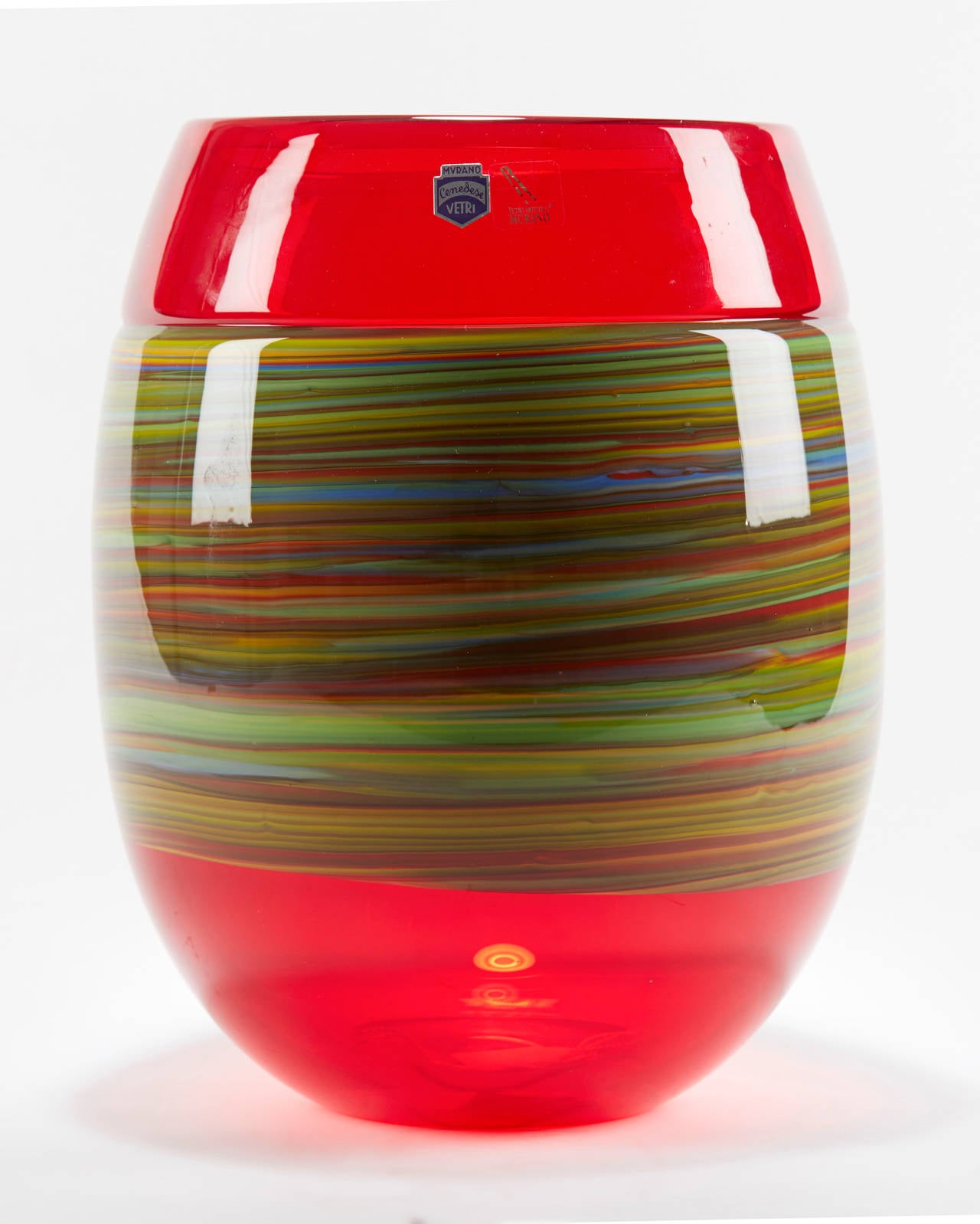 Italian Murano Gino Cenedese Signed Swirl Design Red Art Glass Vase at ...