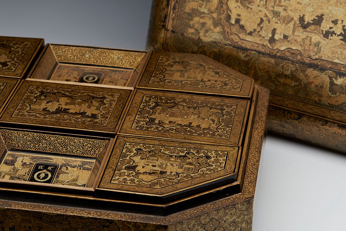 Antique Chinese Armorial Lacquer Games Box and Counters, circa 1830 at ...