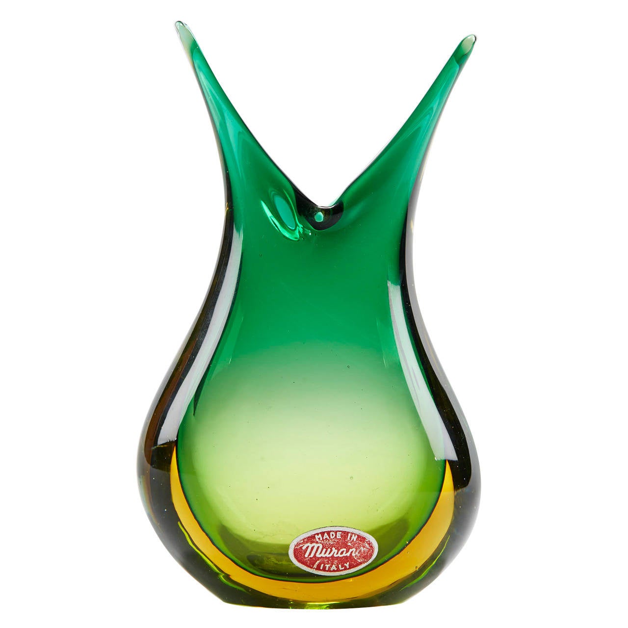Italian Murano Free-Form Sommerso Glass Vase at 1stDibs