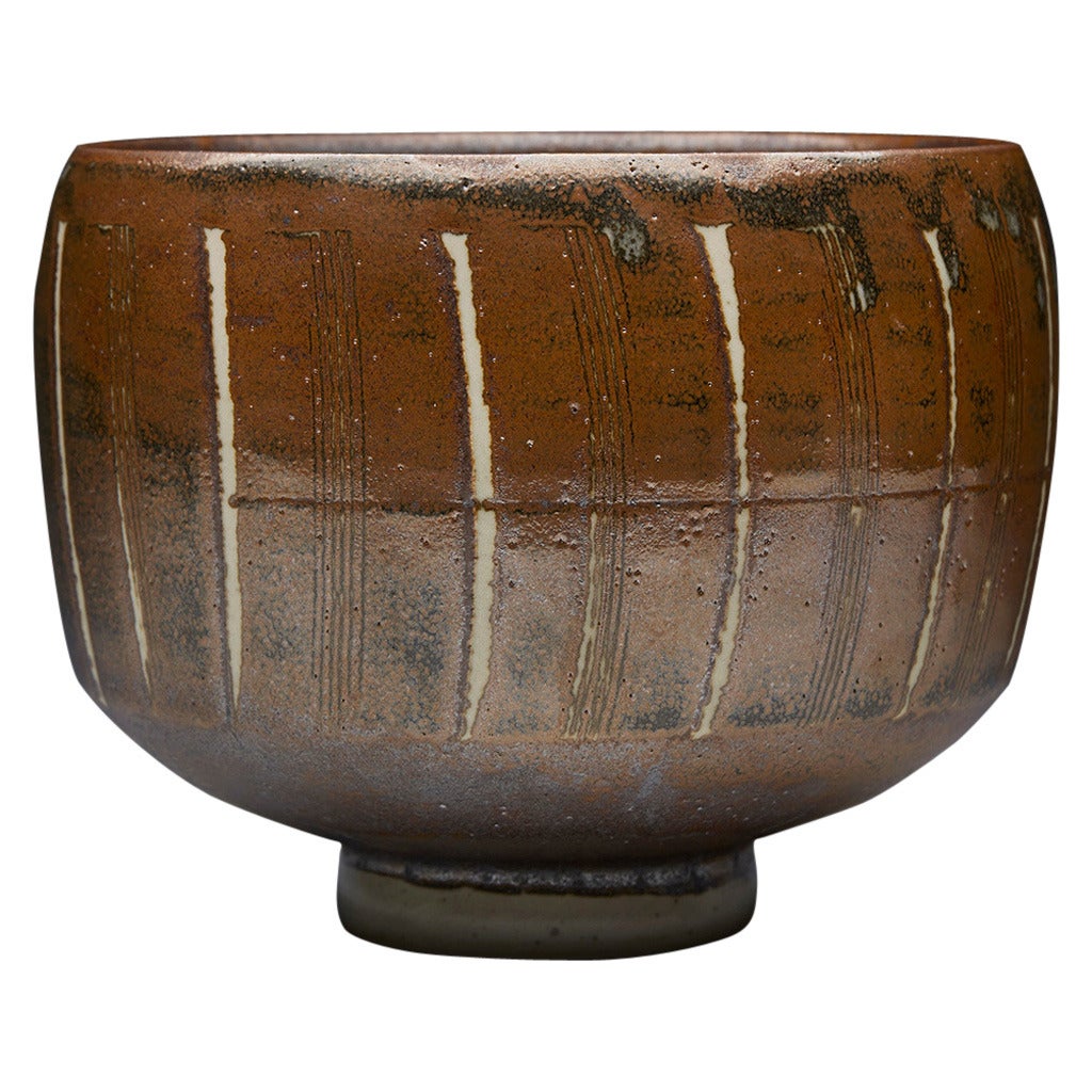 David Leach Studio Pottery Bowl with Linear Designs 20th Century at 1stDibs