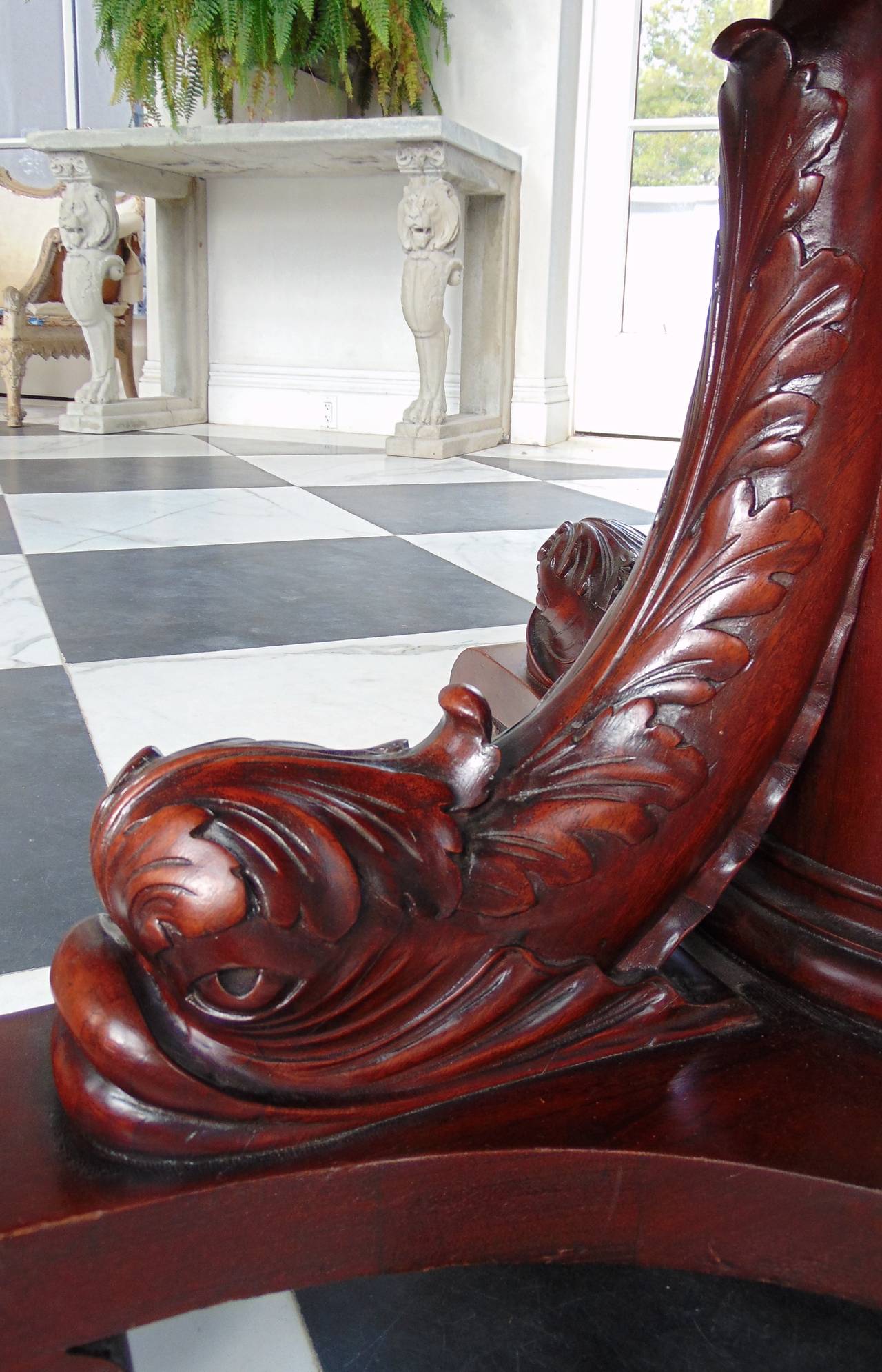 19th Century American Solid Mahogany Dolphin Base Expansion Dining ...