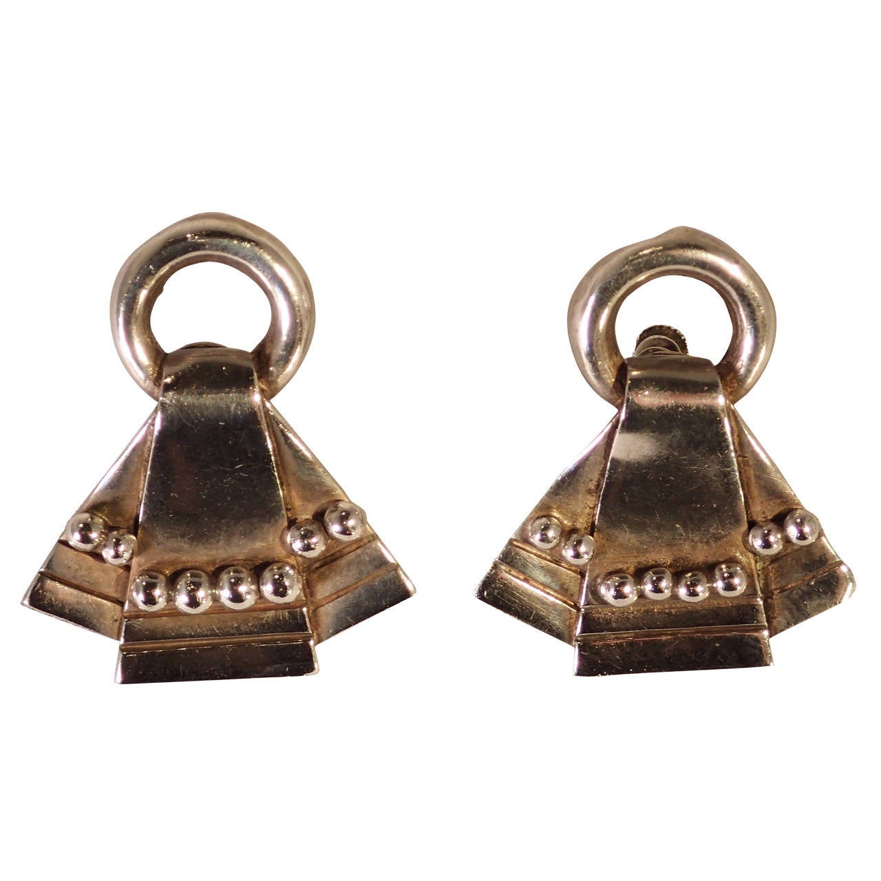 1940s William Spratling Silver Earrings For Sale at 1stDibs