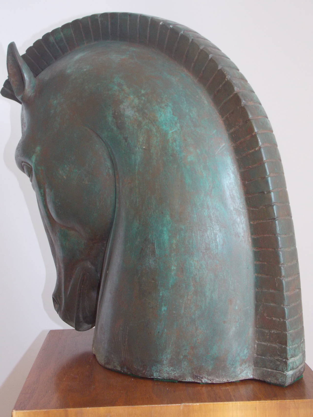 Bronze Deco Horse Head Sculpture Signed "Phillips" at 1stDibs