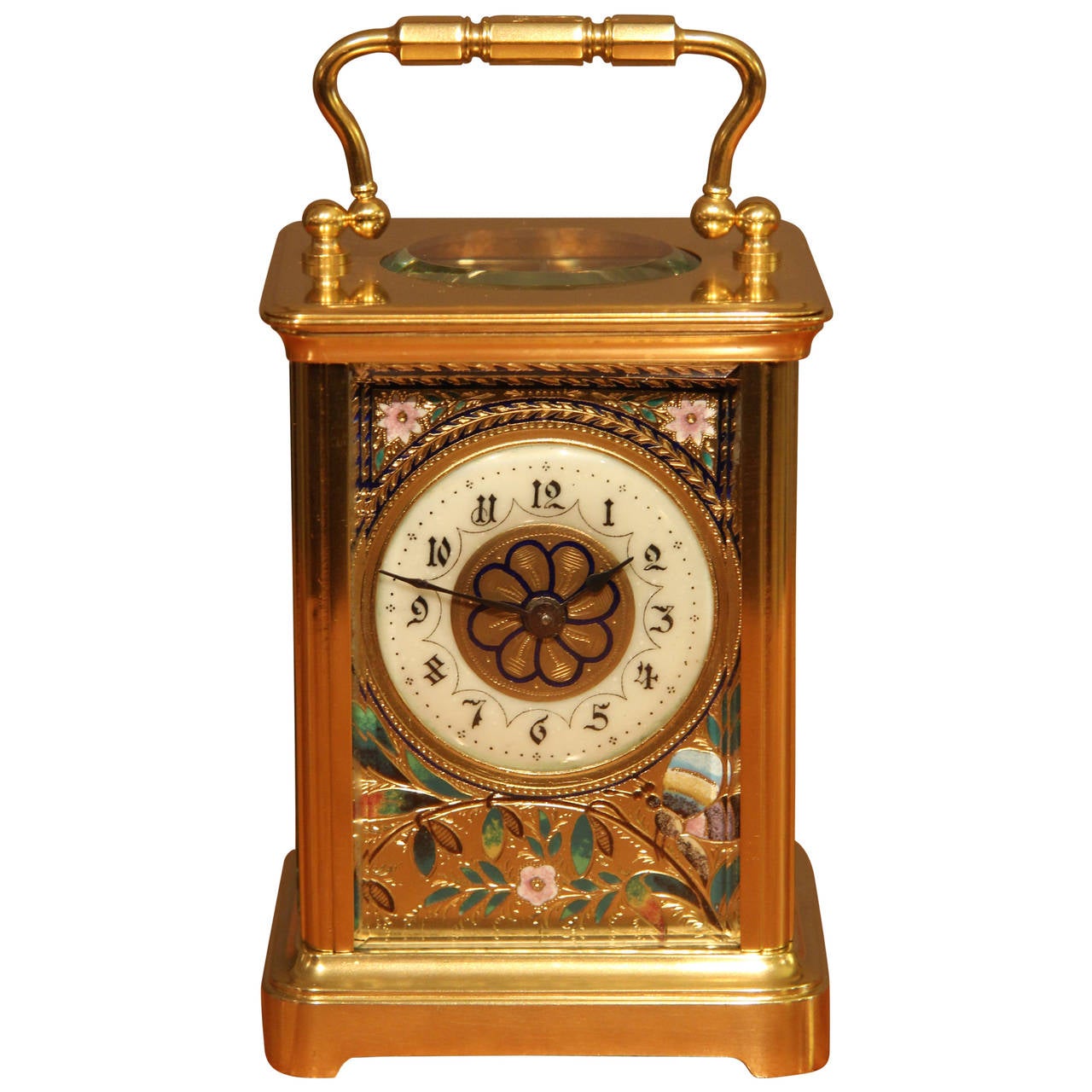 Carriage Timepiece, Florally Decorated, circa 1900 For Sale at 1stDibs