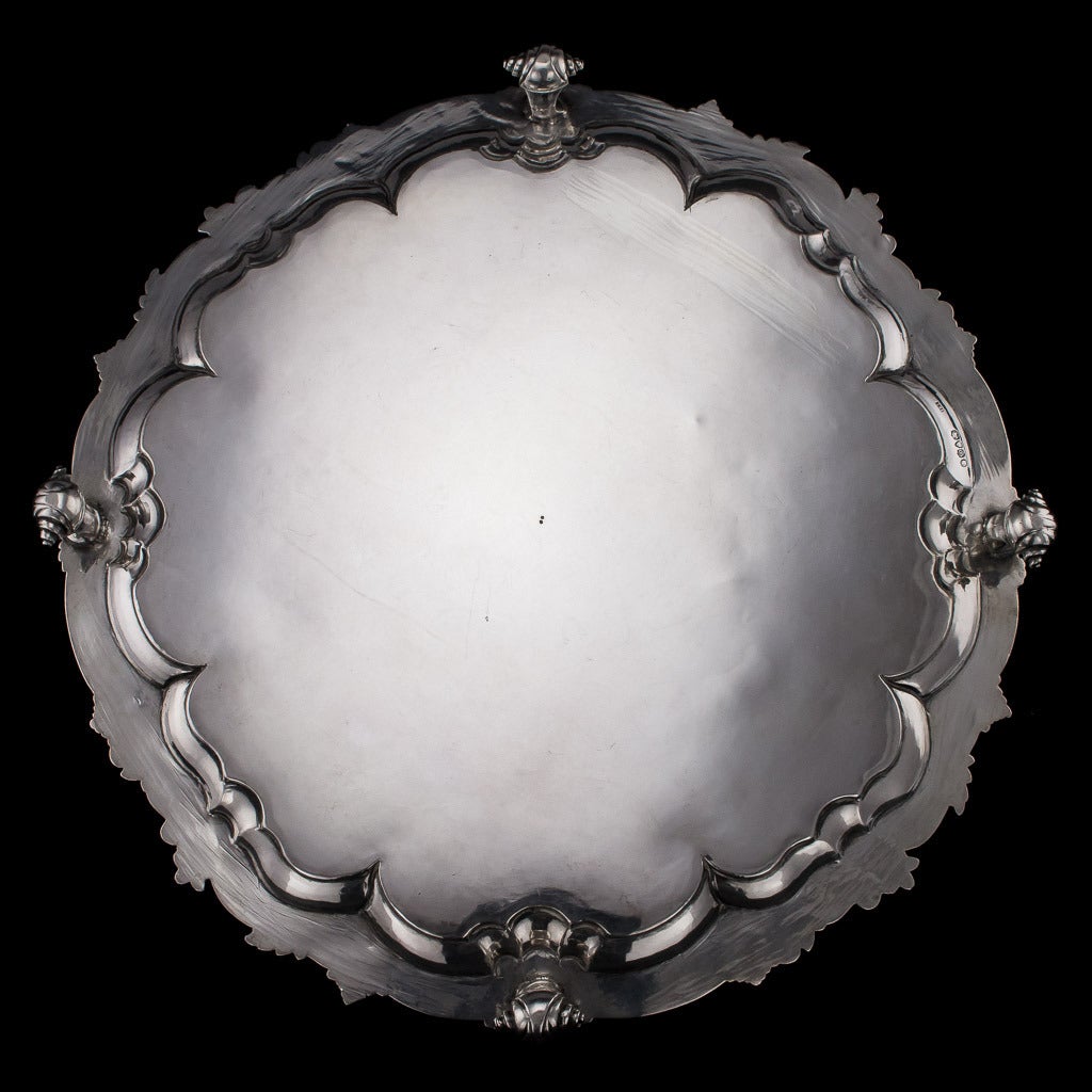 Antique 19th Century Victorian Solid Silver Salver Tray, J E Terrey ...