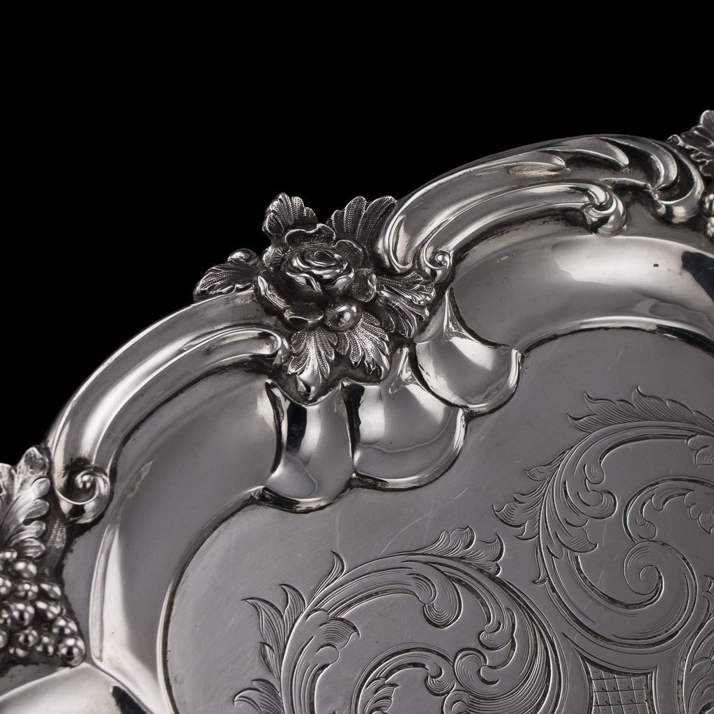 Antique 19th Century Victorian Solid Silver Salver Tray, J E Terrey ...