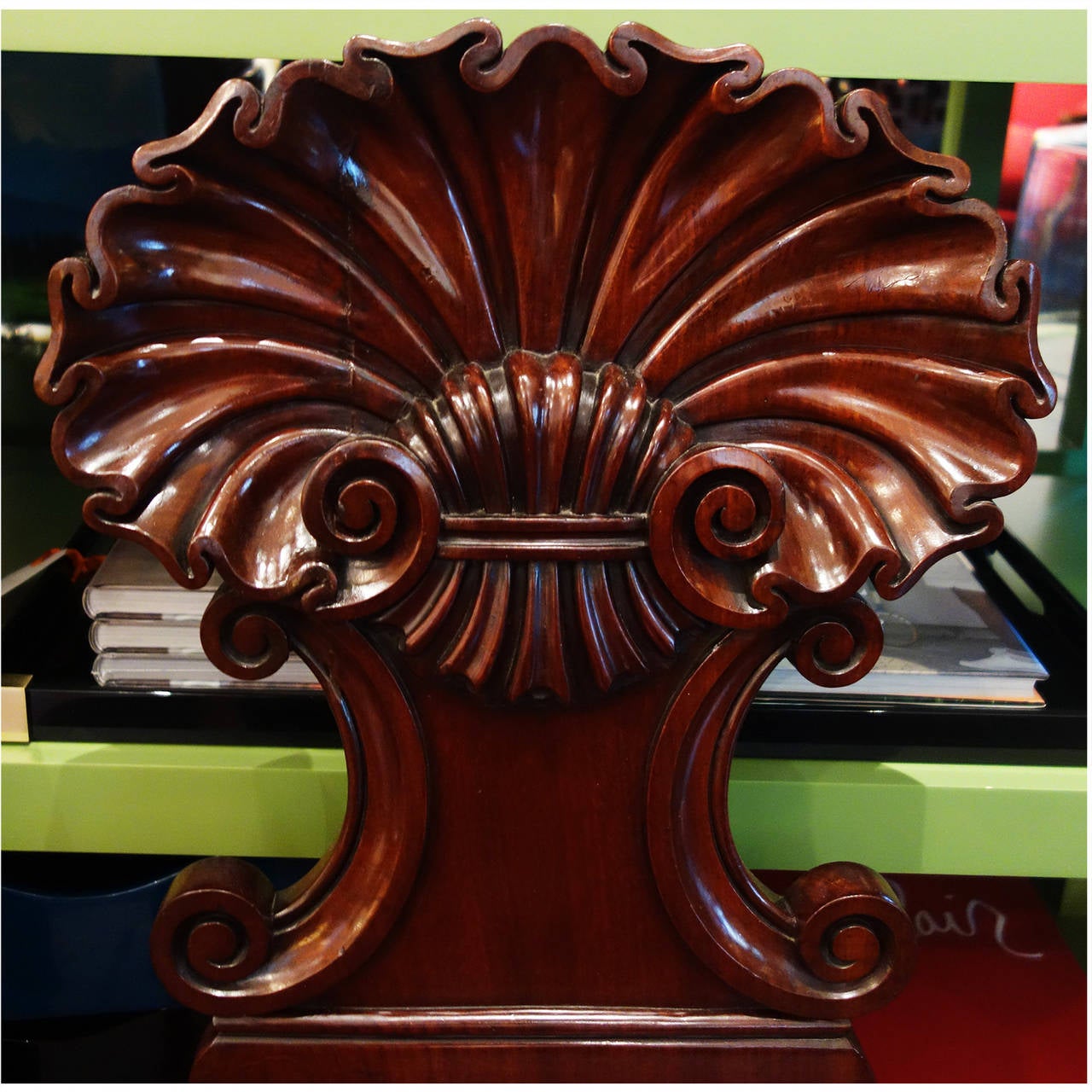 Pair of 19th Century English Mahogany Shell-Back Hall Chairs at 1stDibs