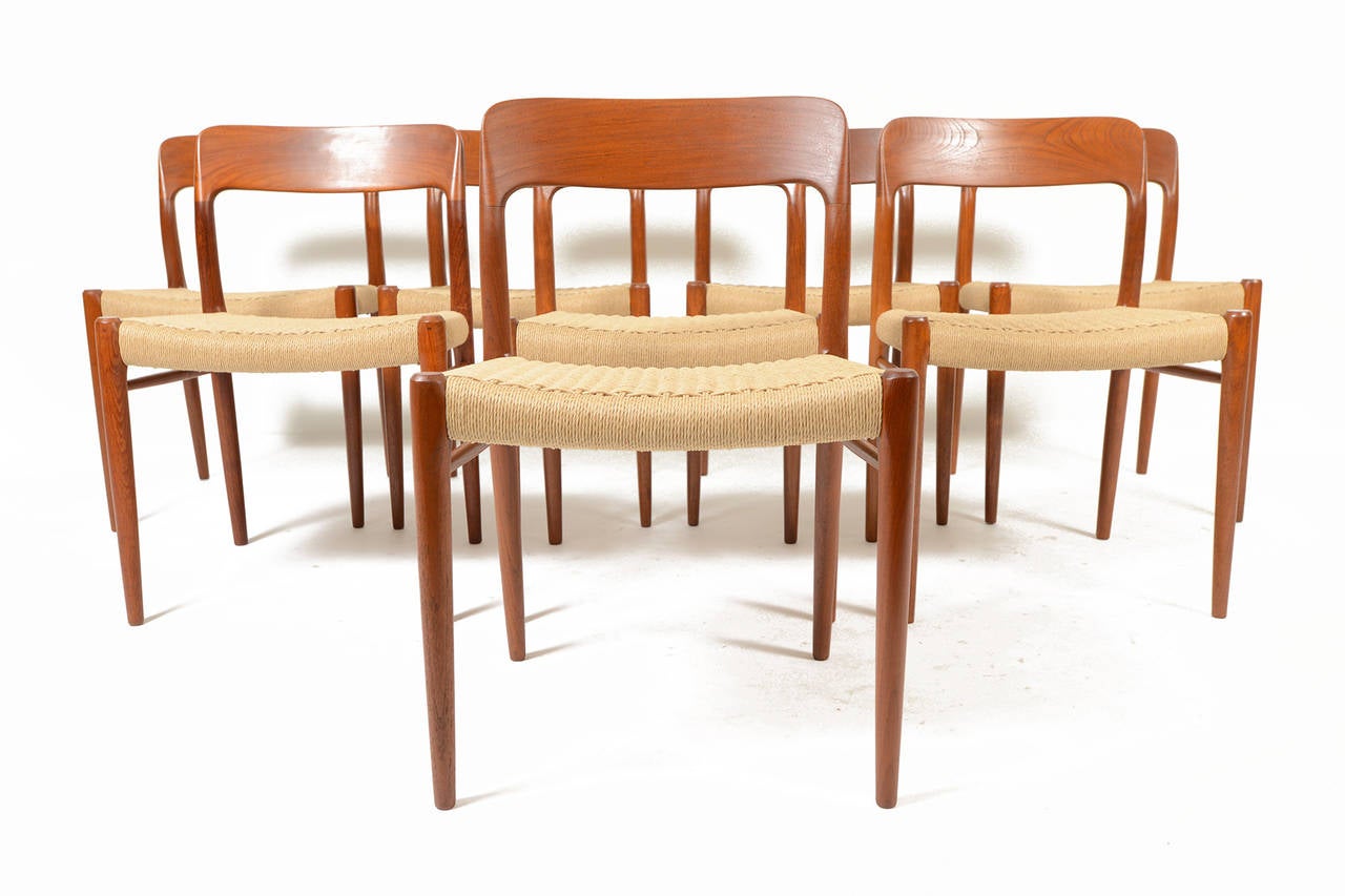 Set of Eight Niels Moller Model 75 Teak Dining Chairs at 1stDibs