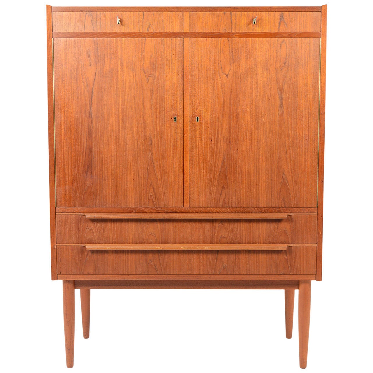 Danish Modern Tall Teak Bureau at 1stDibs