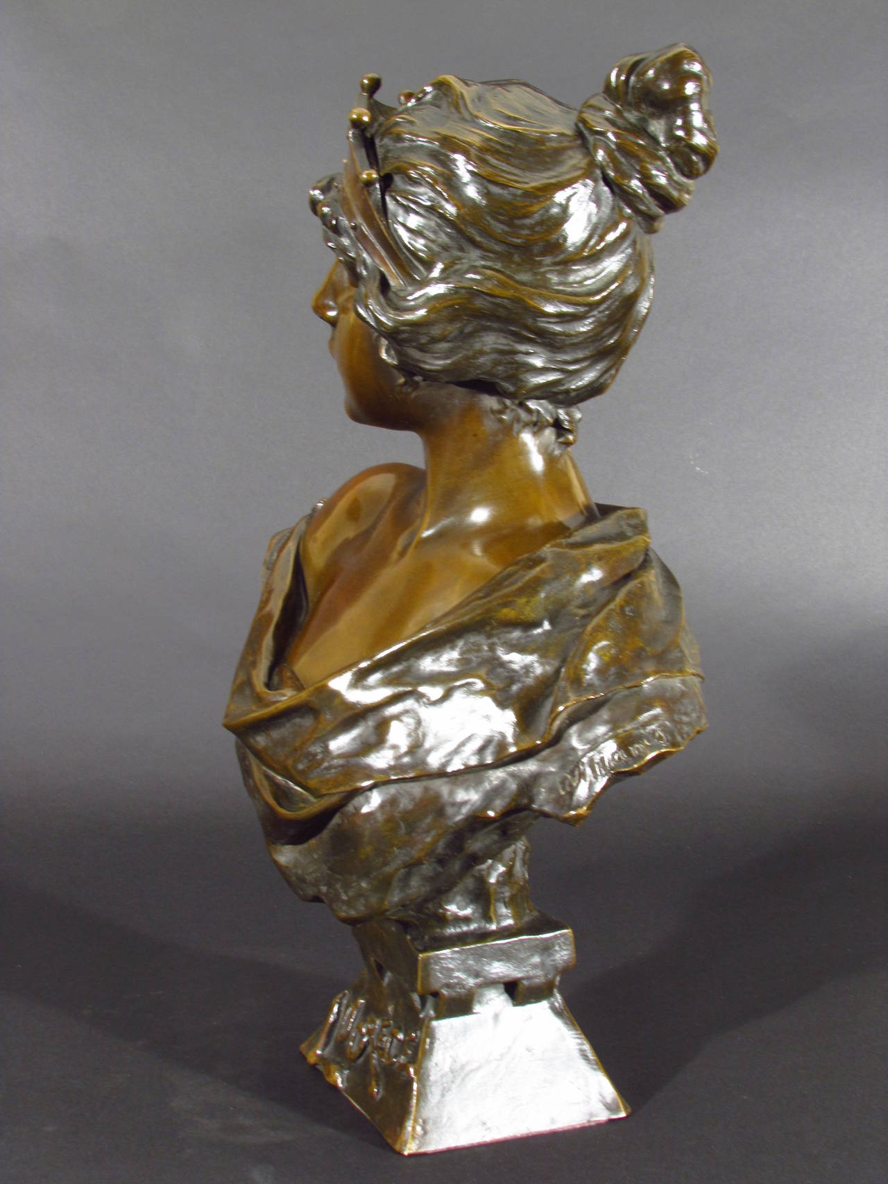 Lucrece Art Noveau Antique Bronze Sculpture at 1stDibs