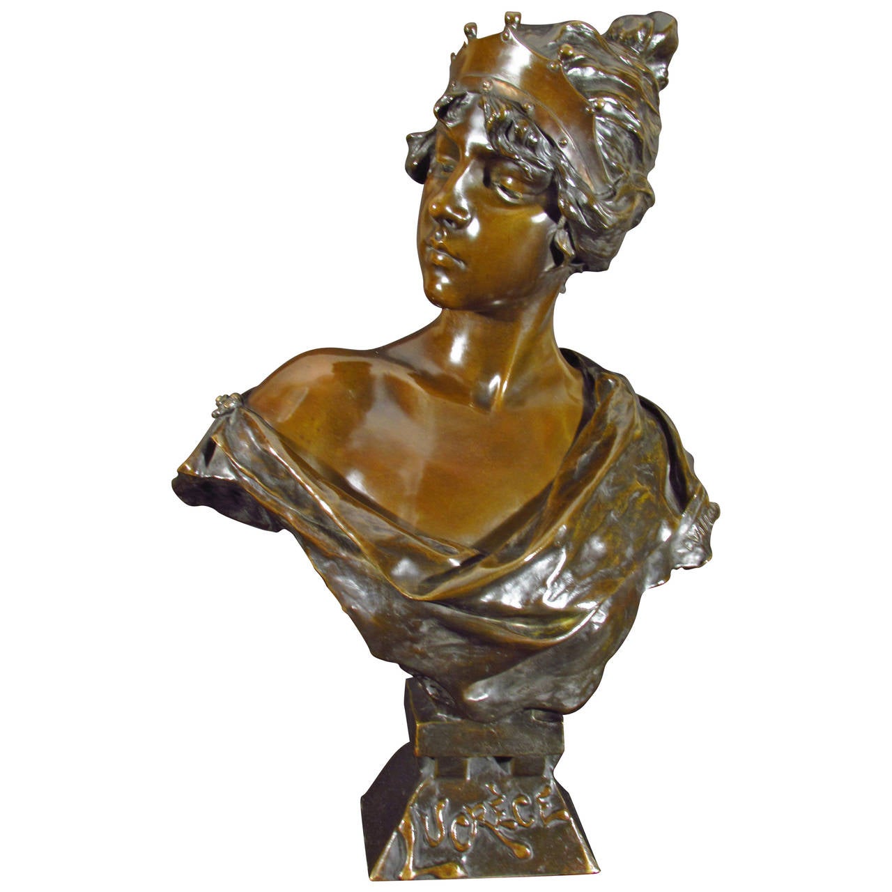 Lucrece Art Noveau Antique Bronze Sculpture at 1stDibs