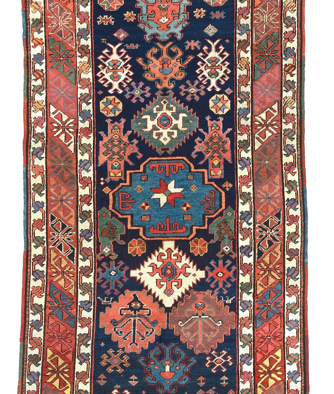 Antique Caucasian Shahsavan Long Rug, 19th Century For Sale at 1stDibs