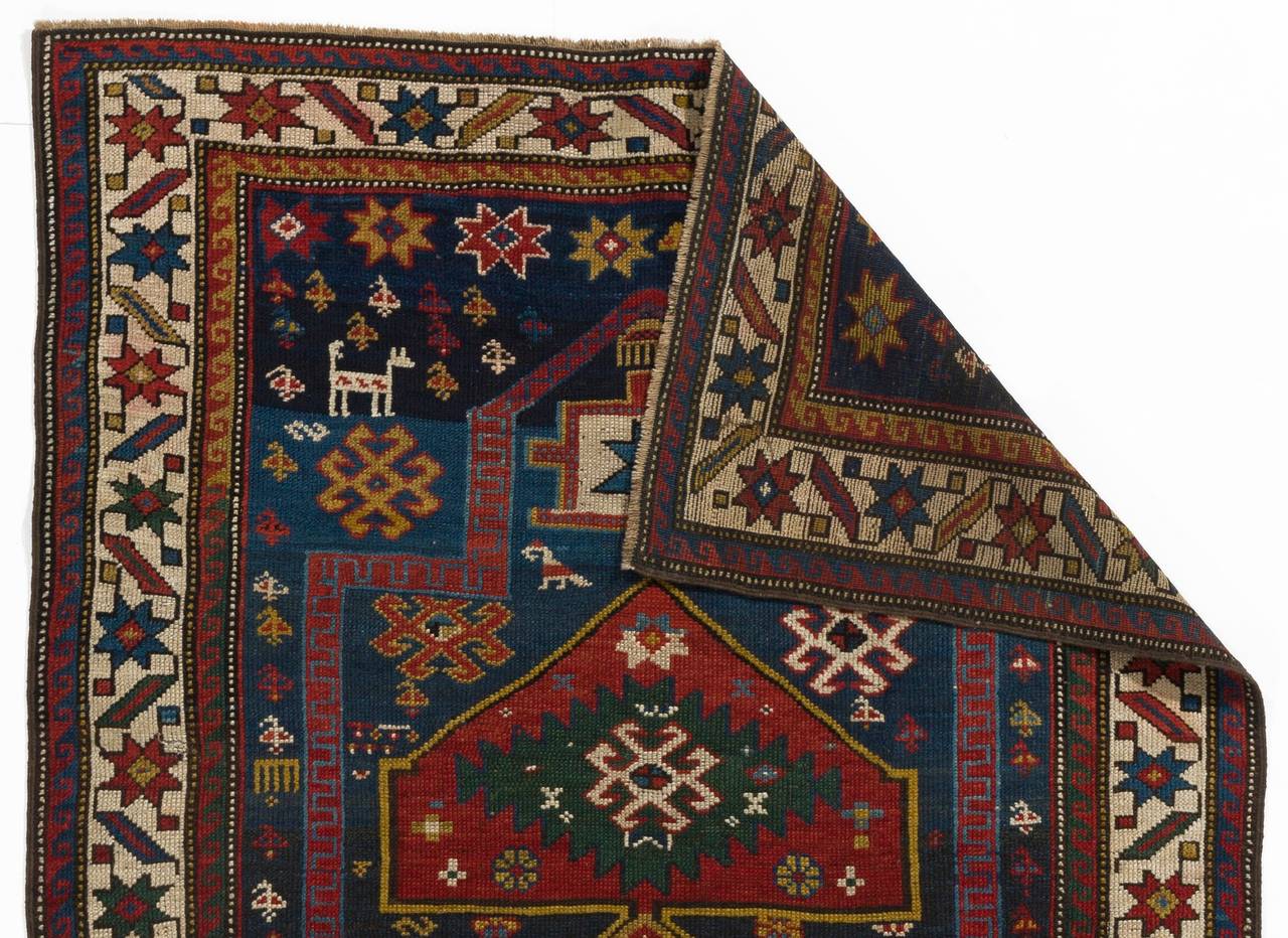 Unique Antique Caucasian Kazak Rug, 19th Century For Sale at 1stdibs