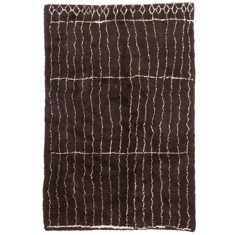 Contemporary Moroccan Rug Made of Natural Black Wool at 1stDibs