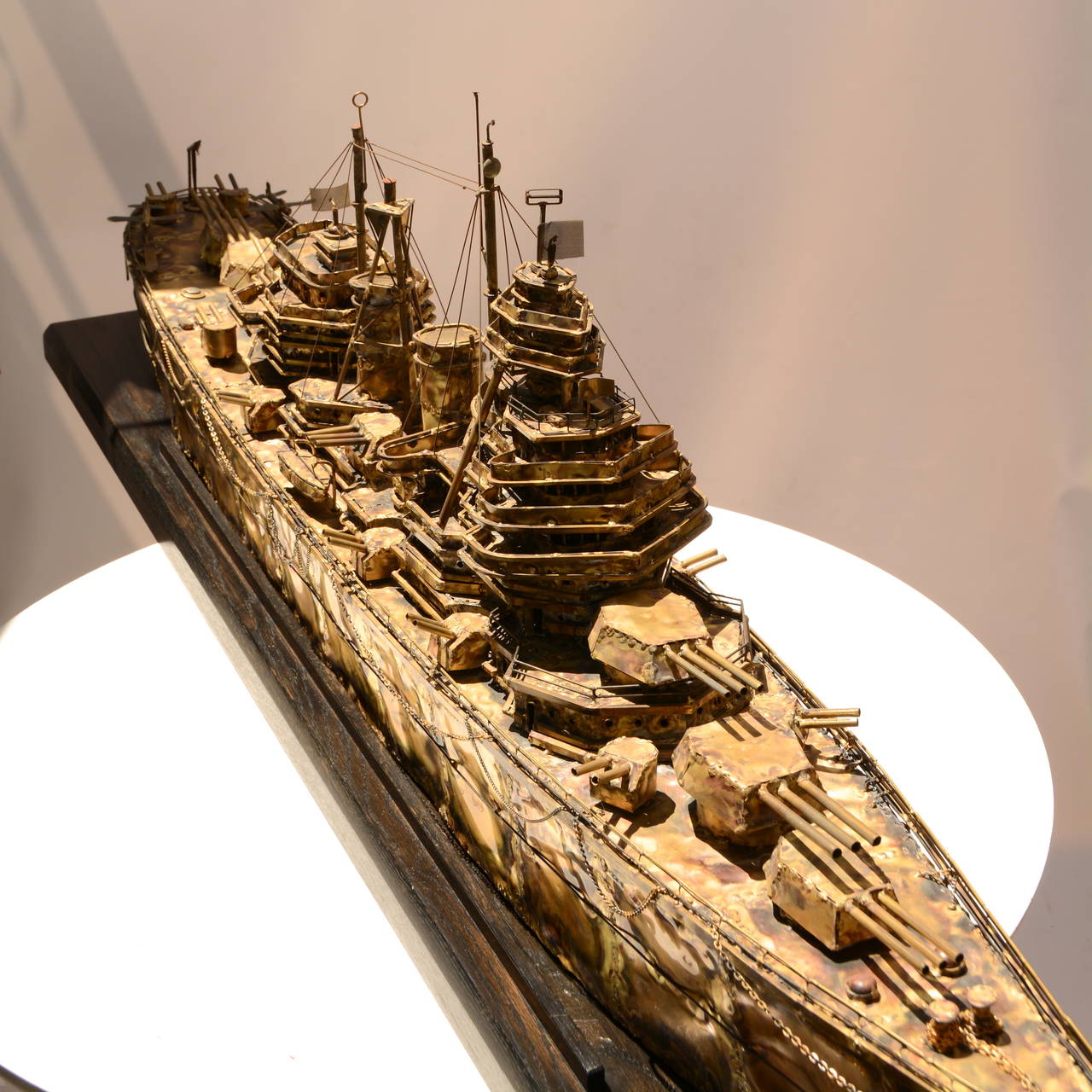 5'' Long Brass and Steel Battleship Sculpture by Joe Venturini, 1983 at ...