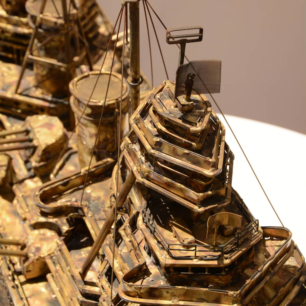 5'' Long Brass and Steel Battleship Sculpture by Joe Venturini, 1983 at ...