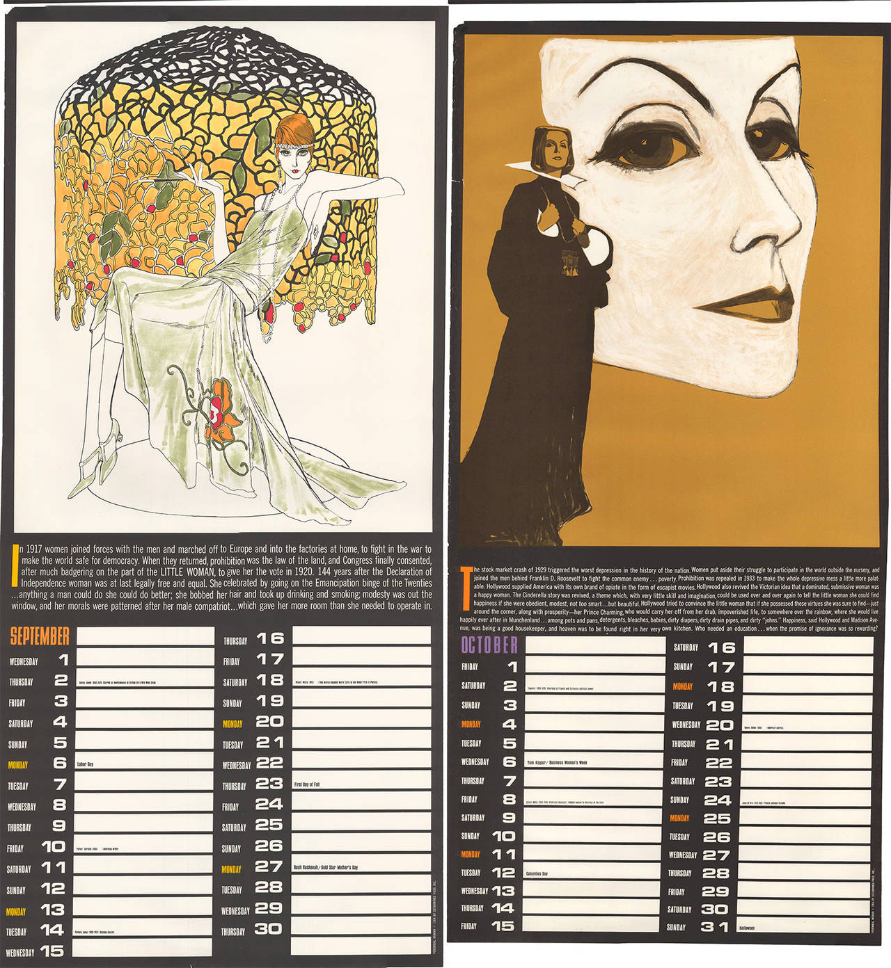 1965 Perennial Woman Calendar by Betty Brader For Sale at 1stDibs