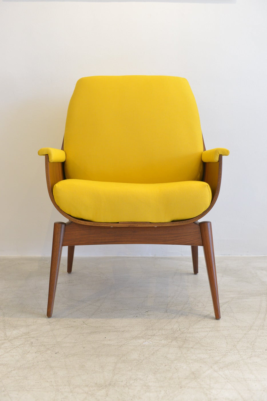 Walnut Bentwood Scoop Chair in Bright Yellow at 1stDibs