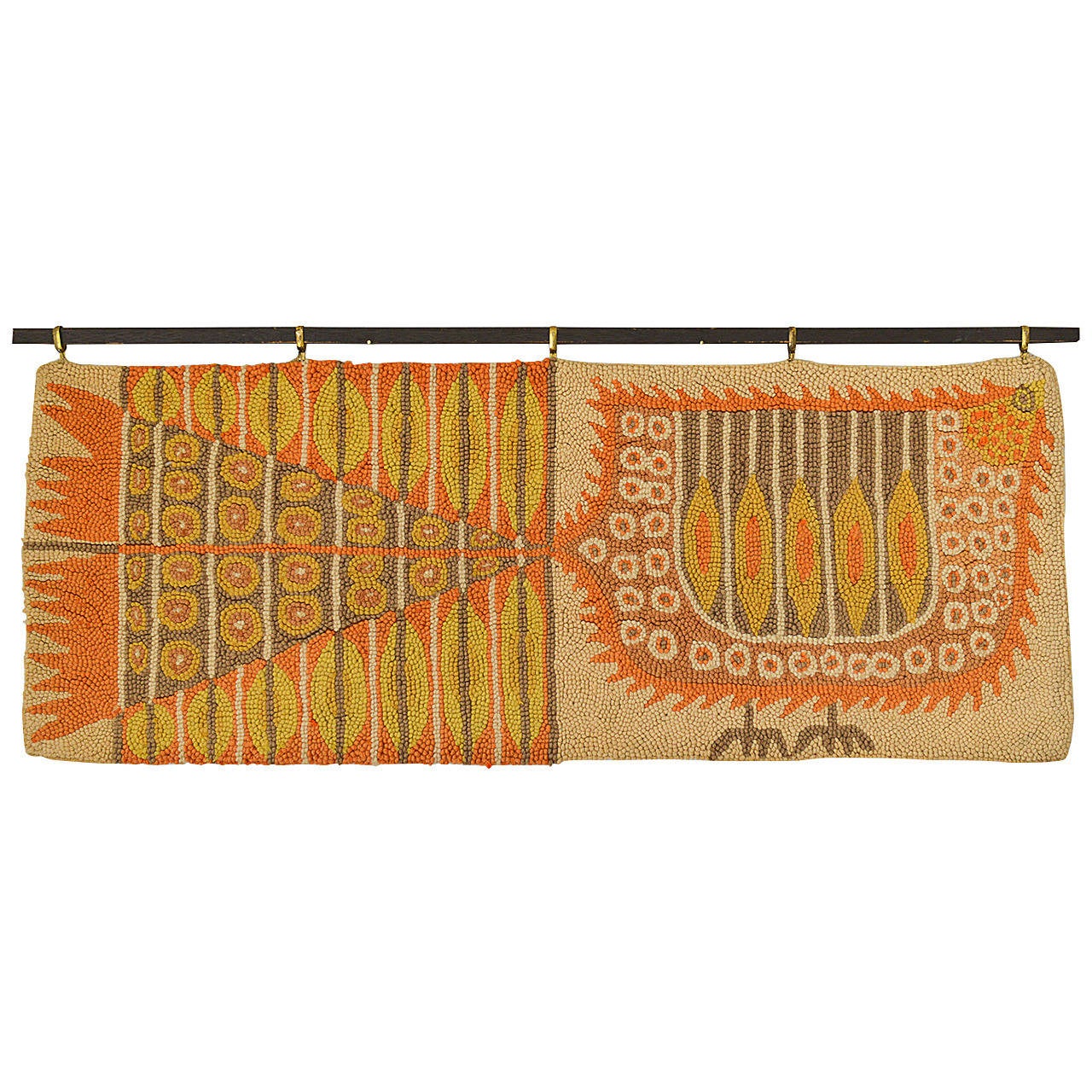 Rare Evelyn Ackerman Hand Hooked Bird Tapestry at 1stDibs