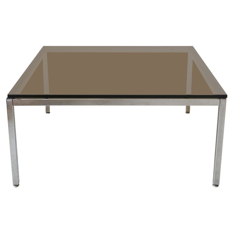 Smoked Glass and Chrome Side Table by Steelcase at 1stDibs