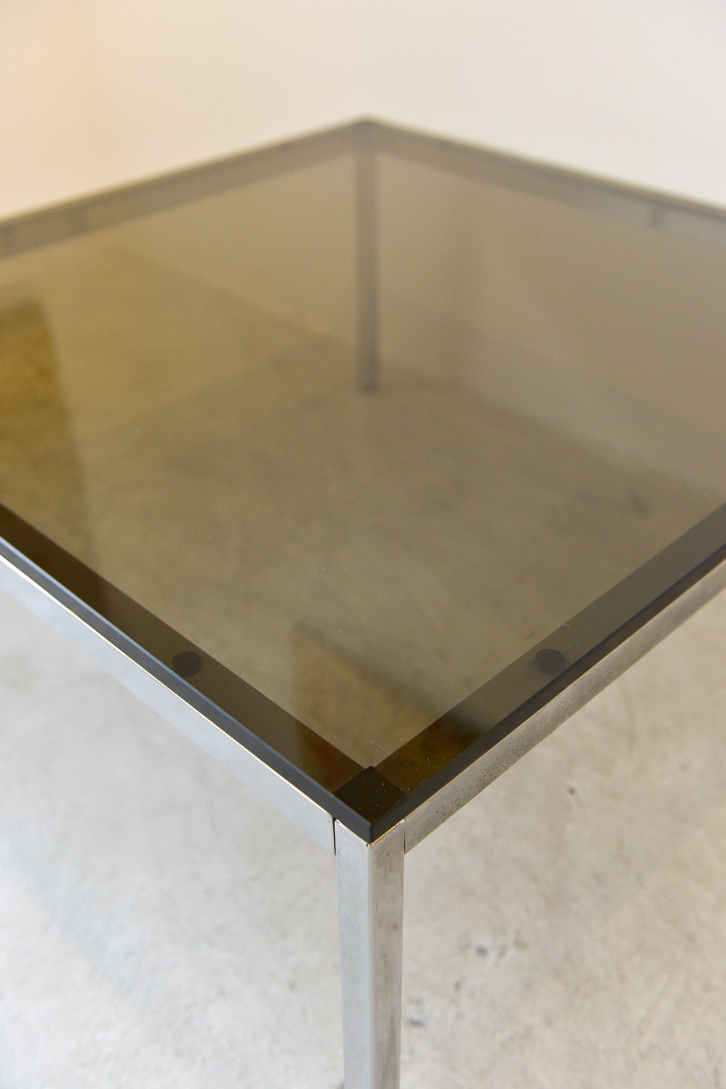 Smoked Glass and Chrome Side Table by Steelcase at 1stDibs