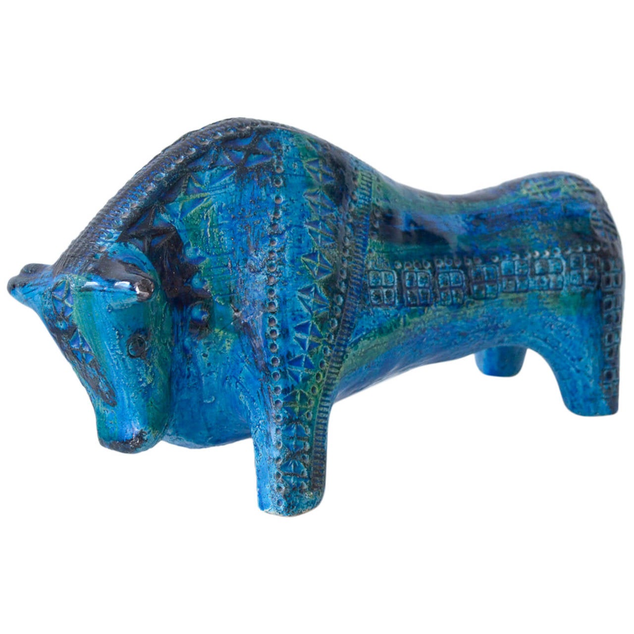 Bitossi Rimini Blue Italian Ceramic Bull at 1stDibs