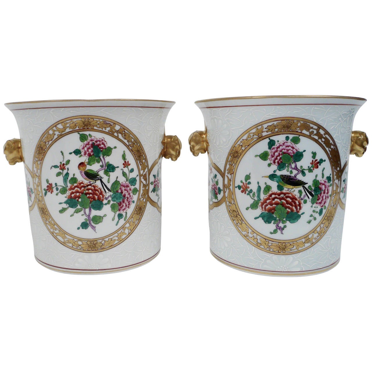 Pair of Samson Porcelain Cache Pots at 1stDibs